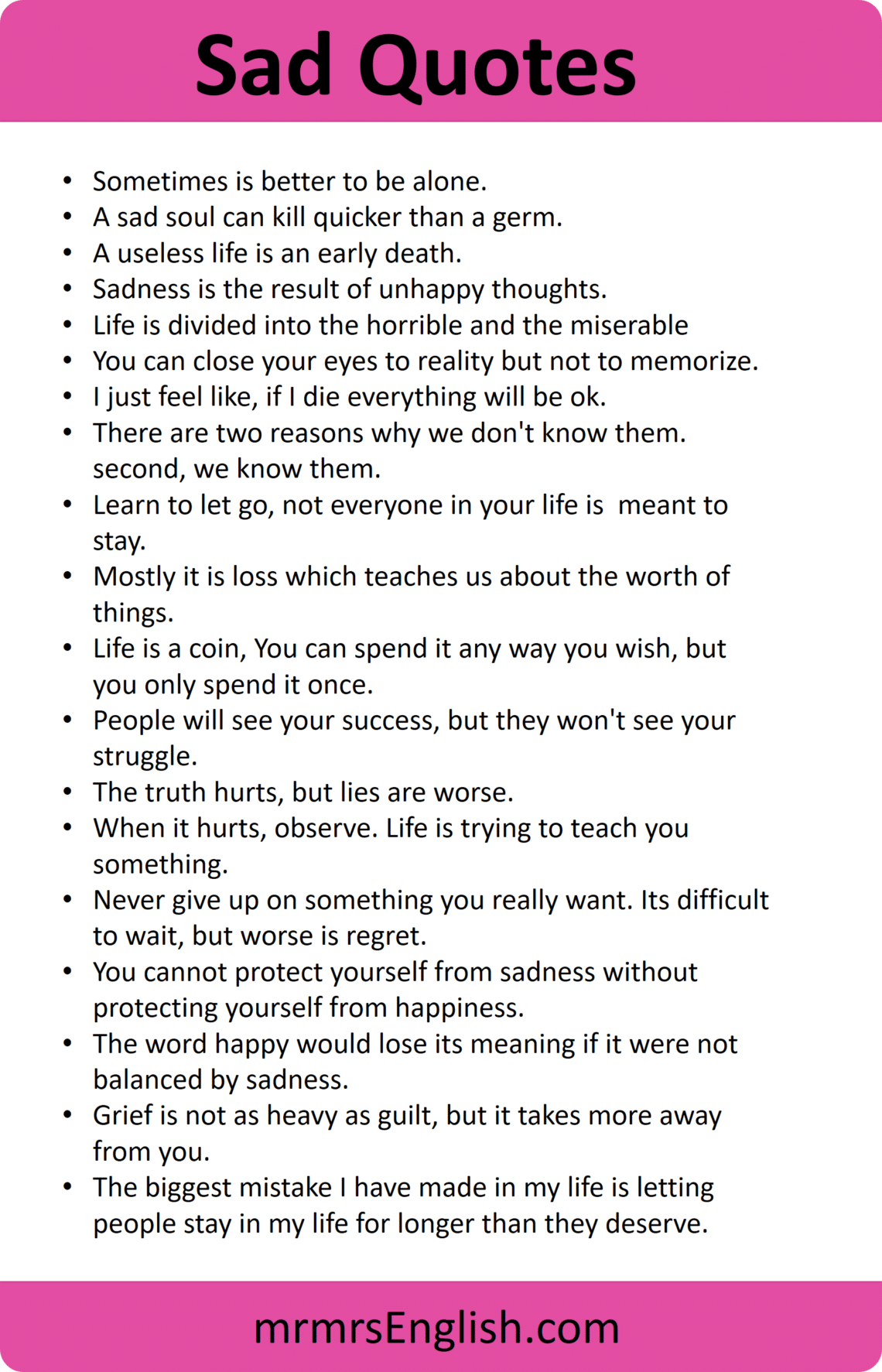 English Sentences when You are Sad | English Sentences - MR MRS ENGLISH