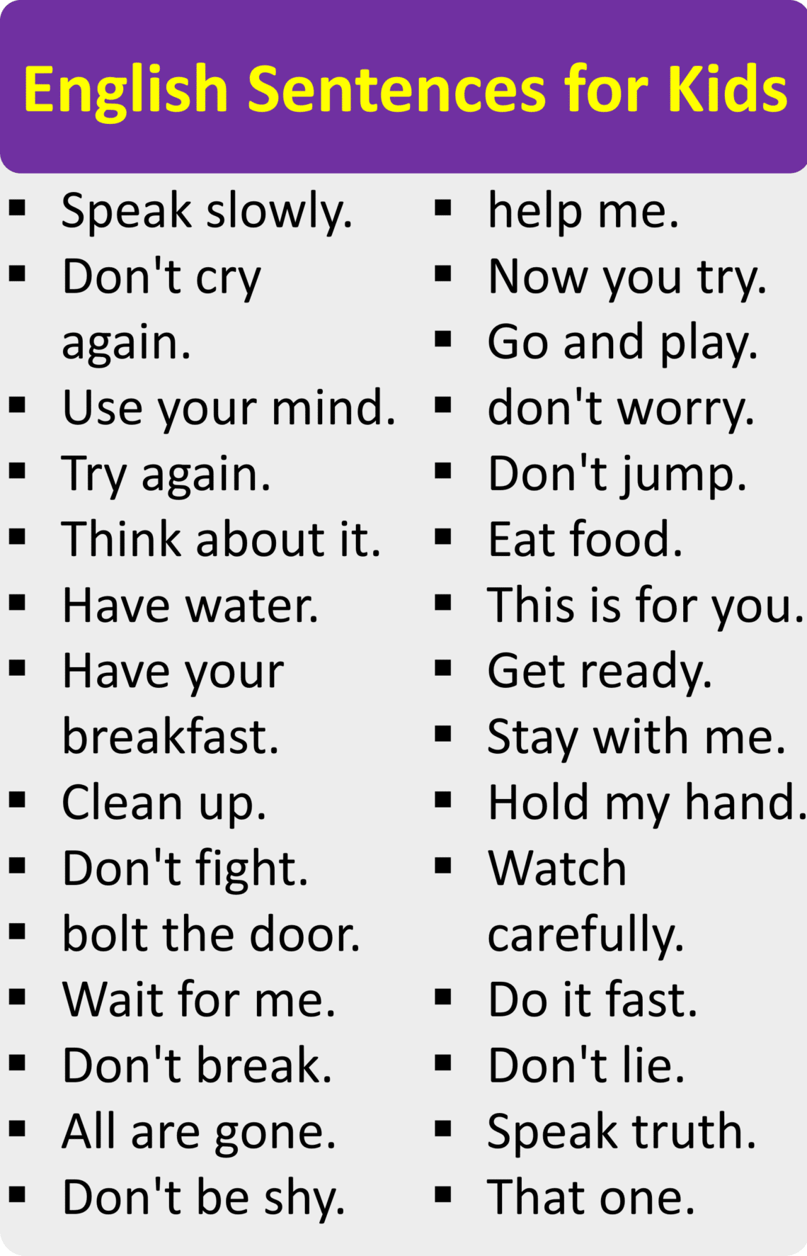 Sentences for Kids in English | Speak English with Kids - MR MRS ENGLISH