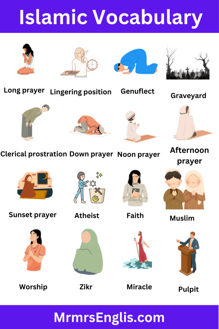 Islamic Vocabulary Words With Sentences And Pictures in English - MR ...