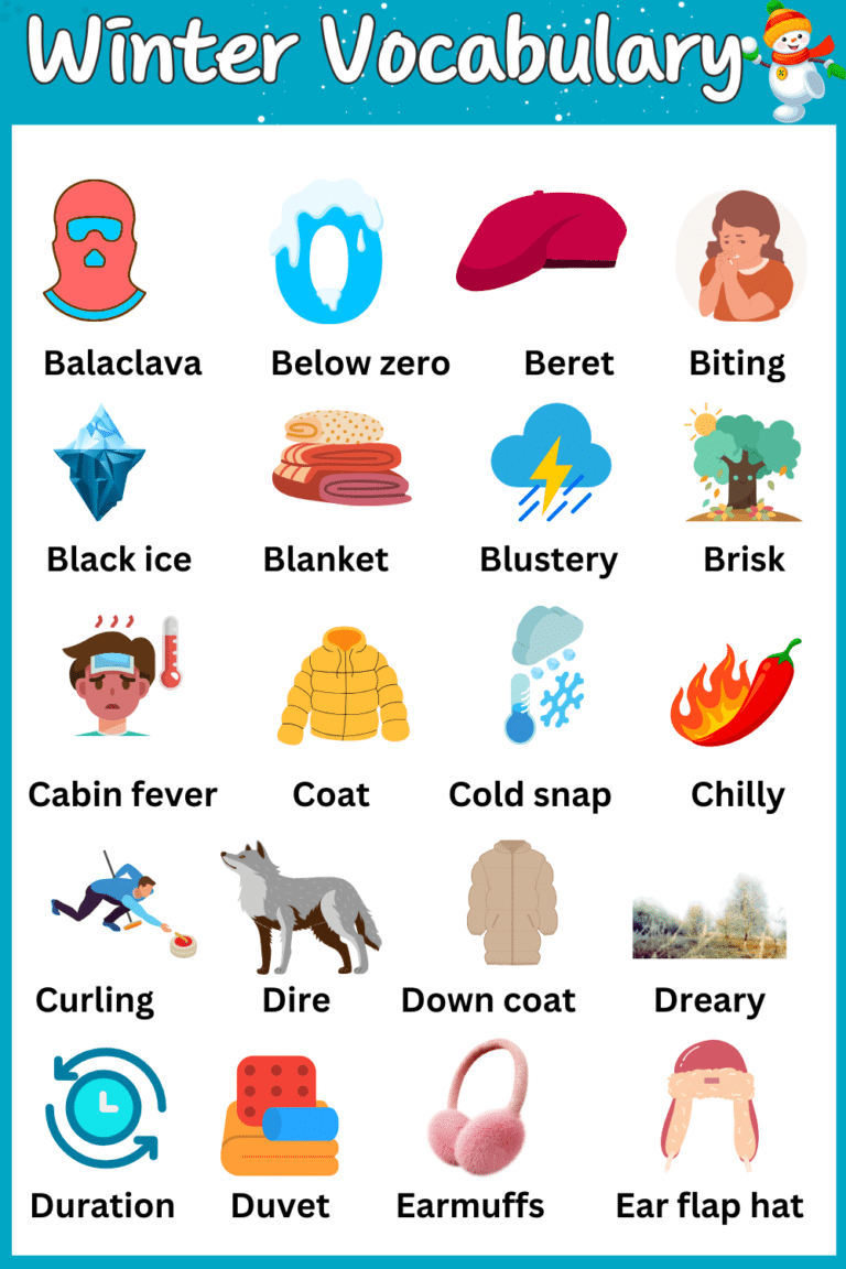 Winter Vocabulary Words in English | List of Words About Winter - MR ...