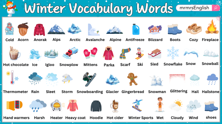 Winter Vocabulary Words in English | List of Words About Winter - MR ...
