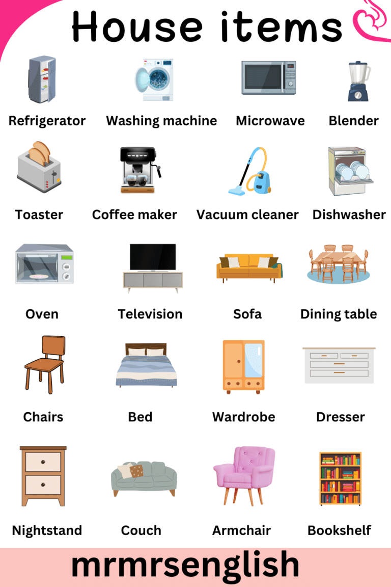 Household Devices and Appliances Names in English with Images - MR MRS ...