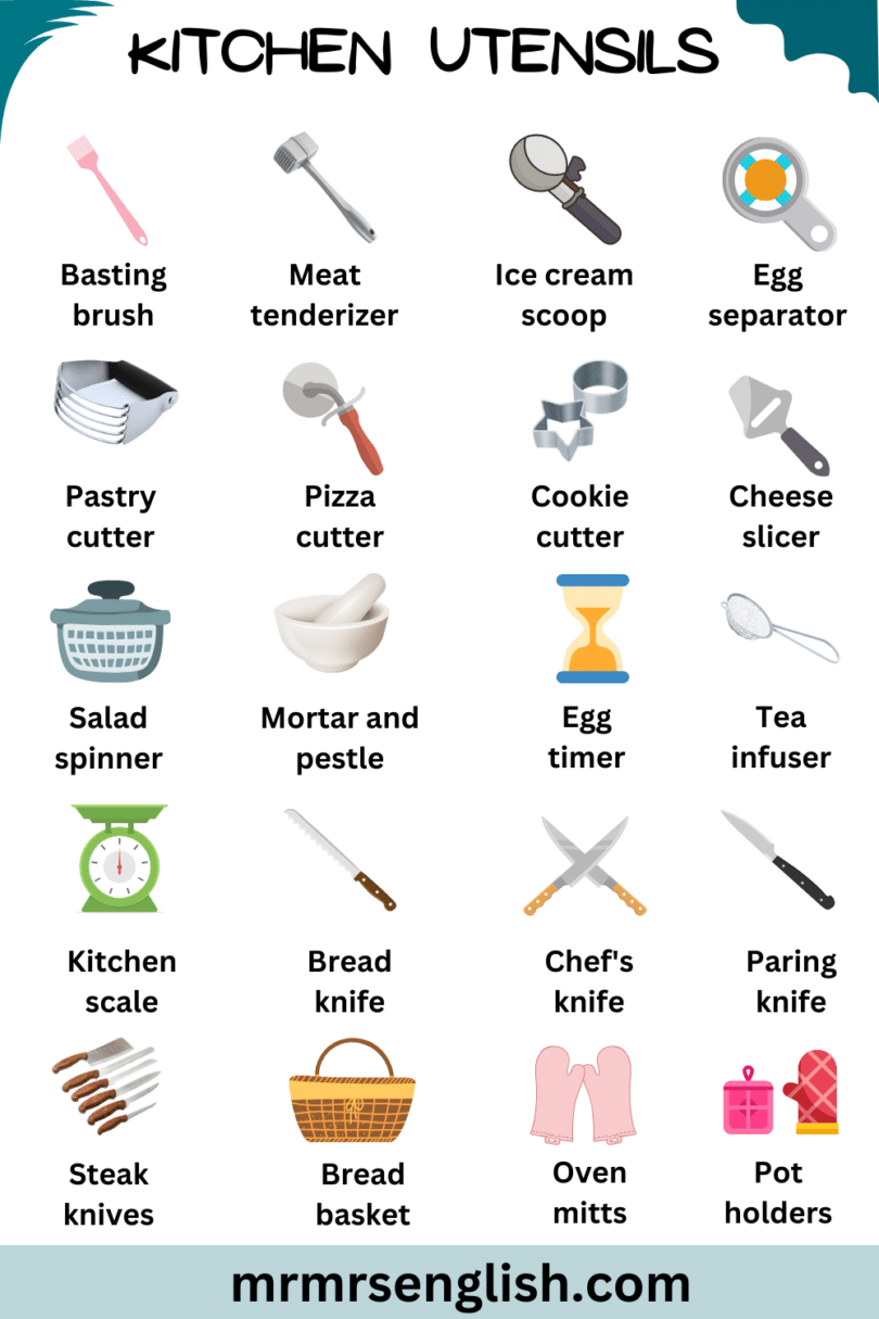 kitchen Utensils Name in English and Their Pictures - MR MRS ENGLISH