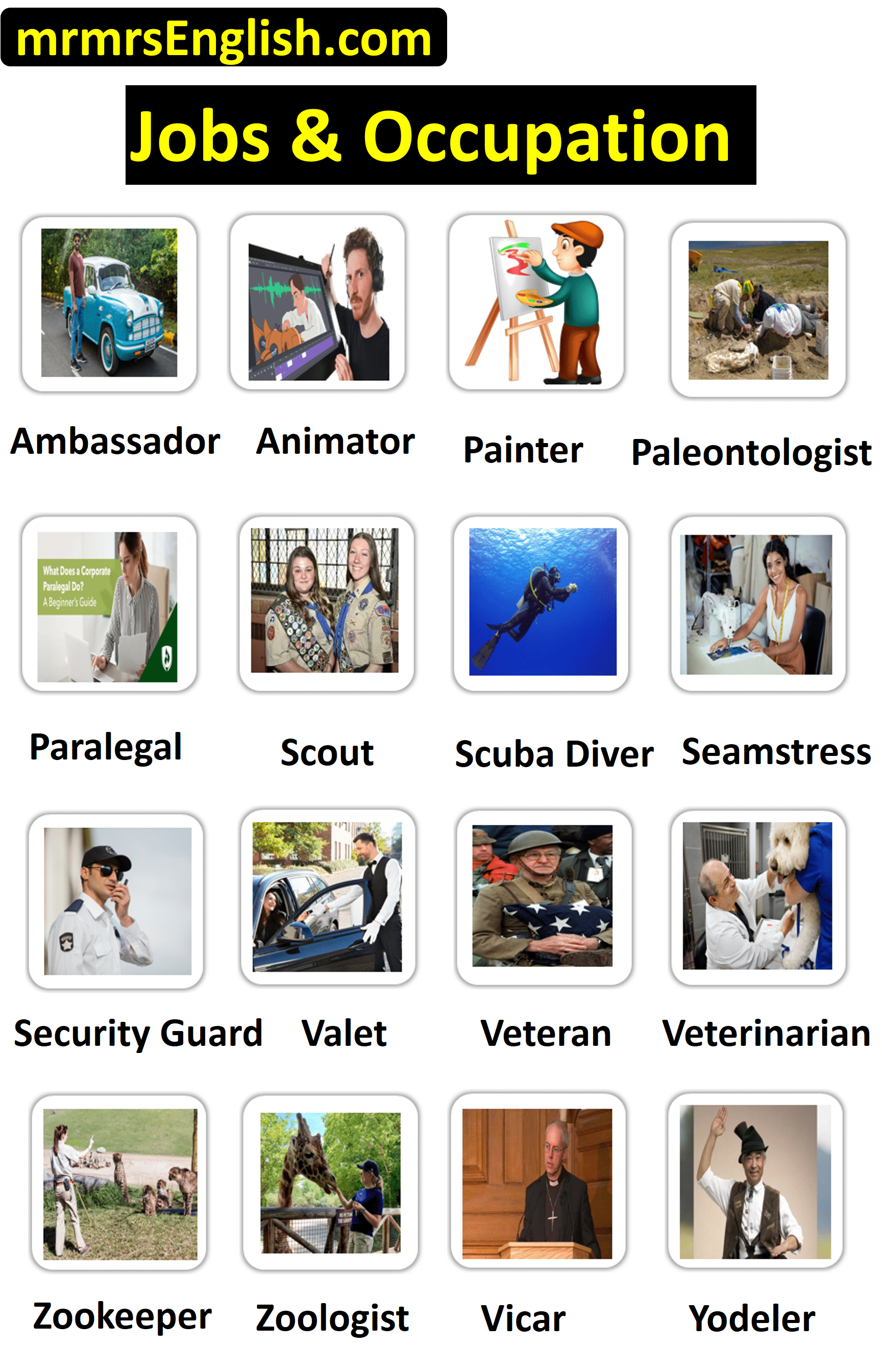 Jobs and Occupations Names in English and Their Images - MR MRS ENGLISH