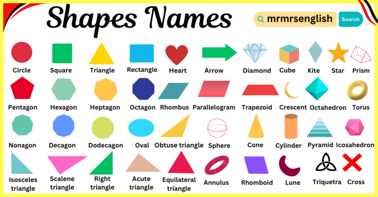 Different Shapes Names with pictures | Shapes List and their Types - MR ...