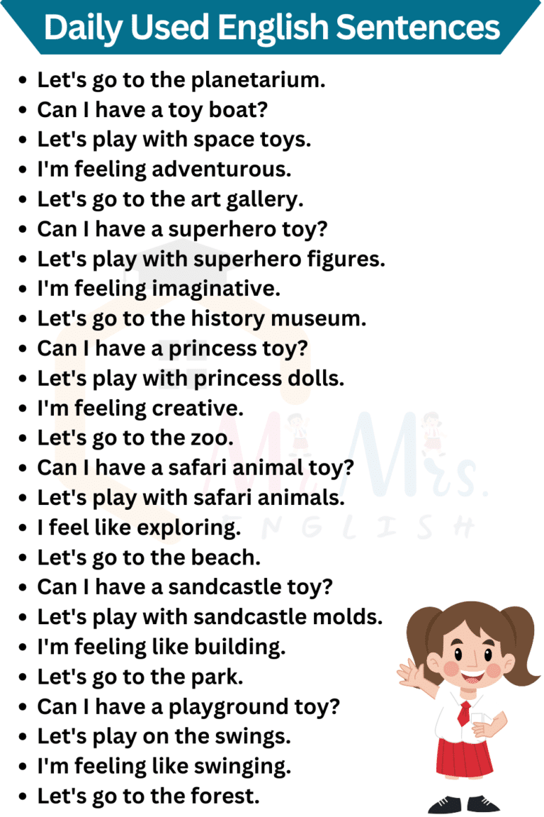 English Speaking Practice Sentences for Kids - 150+ Sentences - MR MRS ...