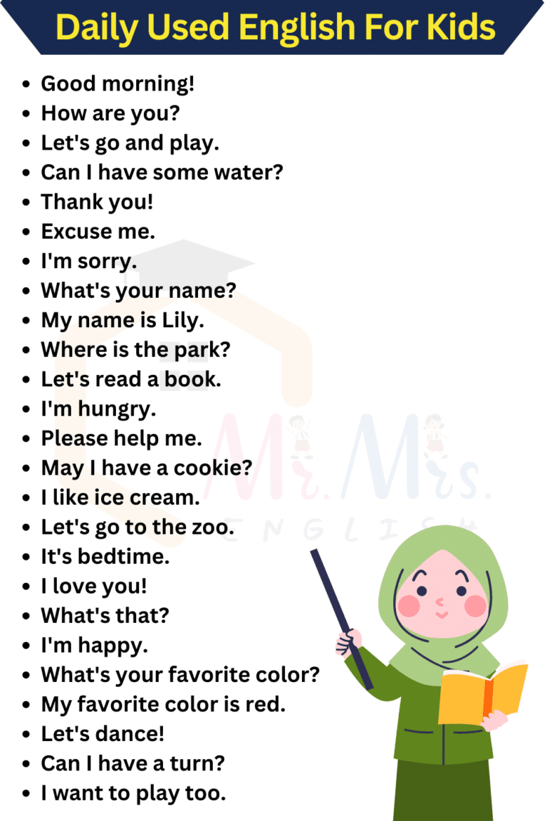 English Speaking Practice Sentences for Kids - 150+ Sentences - MR MRS ...