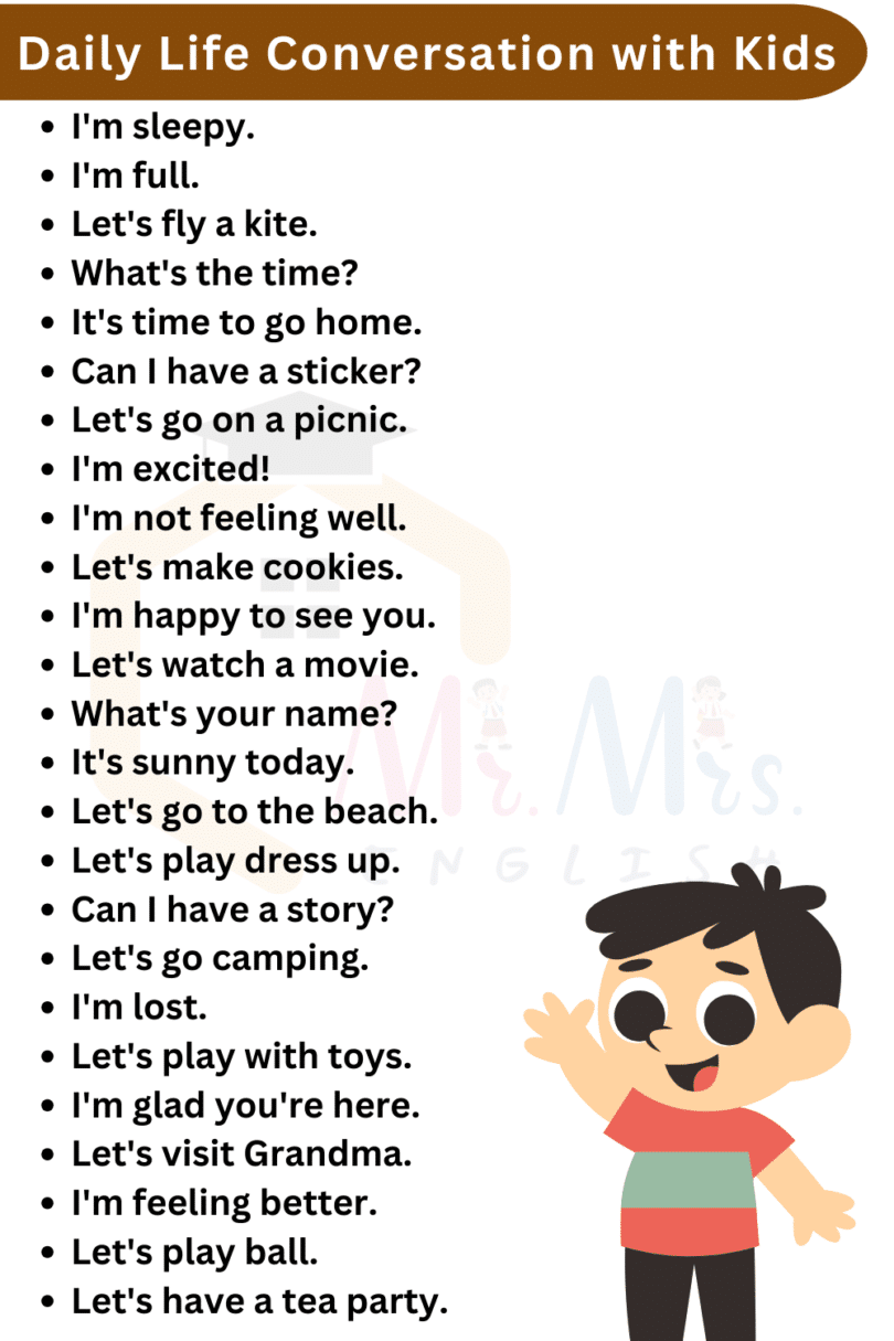 English Speaking Practice Sentences for Kids - 150+ Sentences - MR MRS ...