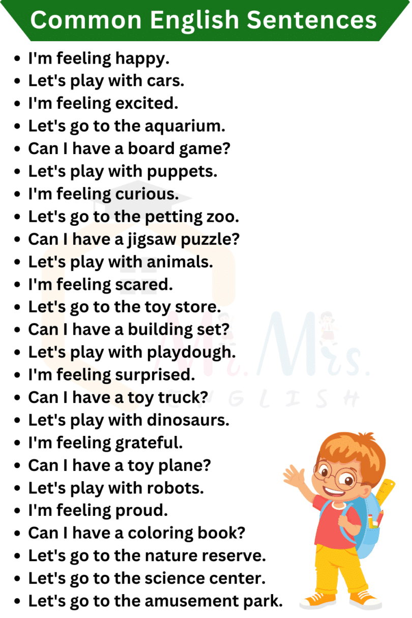 English Speaking Practice Sentences for Kids - 150+ Sentences - MR MRS ...