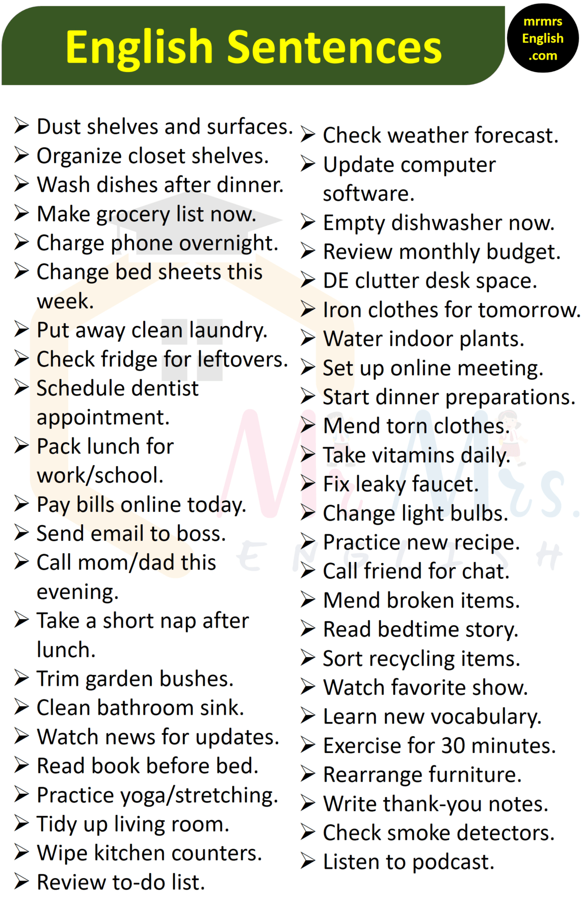 160 English Speaking Practice Sentences for Beginners - MR MRS ENGLISH