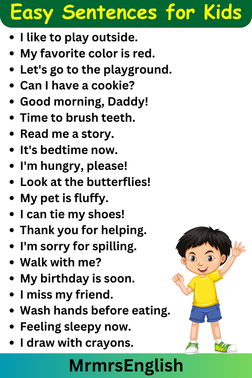 100 Easy English Sentences for Kids | Kids English Sentences - MR MRS ...