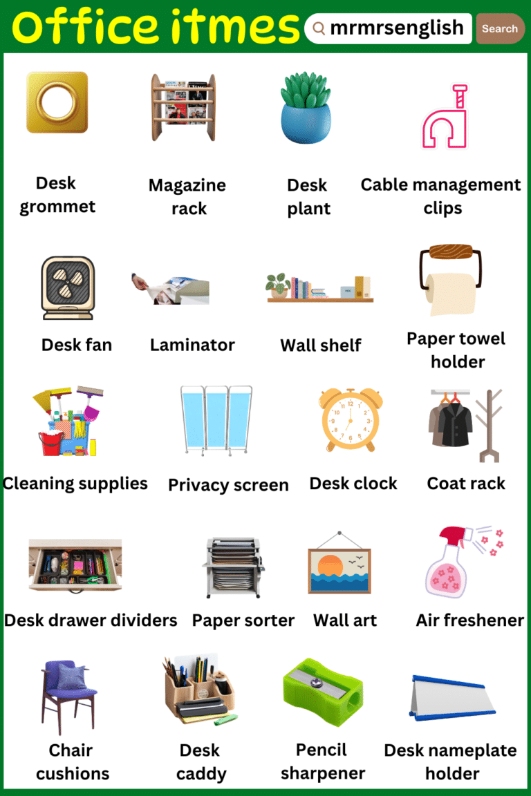 Names of office items Vocabulary with Pictures in English - MR MRS ENGLISH