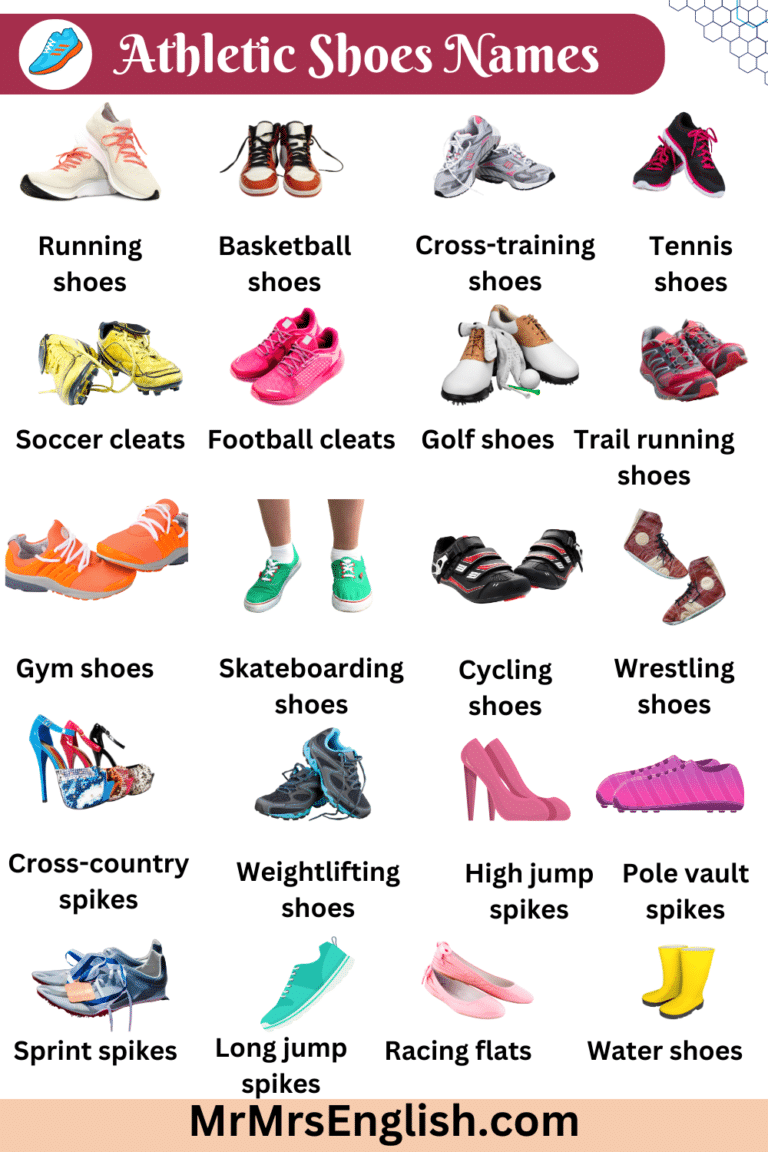 Types of Shoes Names in English with their Pictures - MR MRS ENGLISH