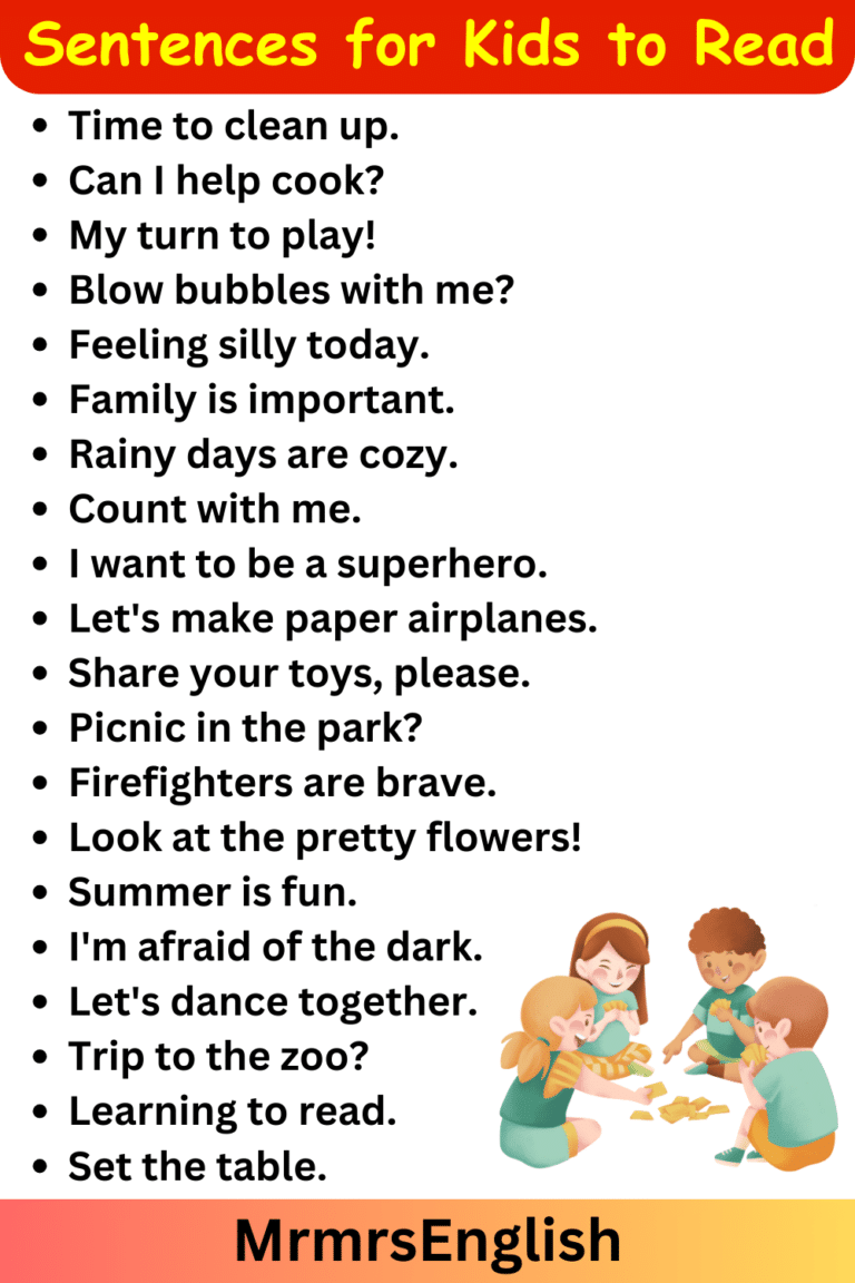 100 Easy English Sentences for Kids | Kids English Sentences - MR MRS ...
