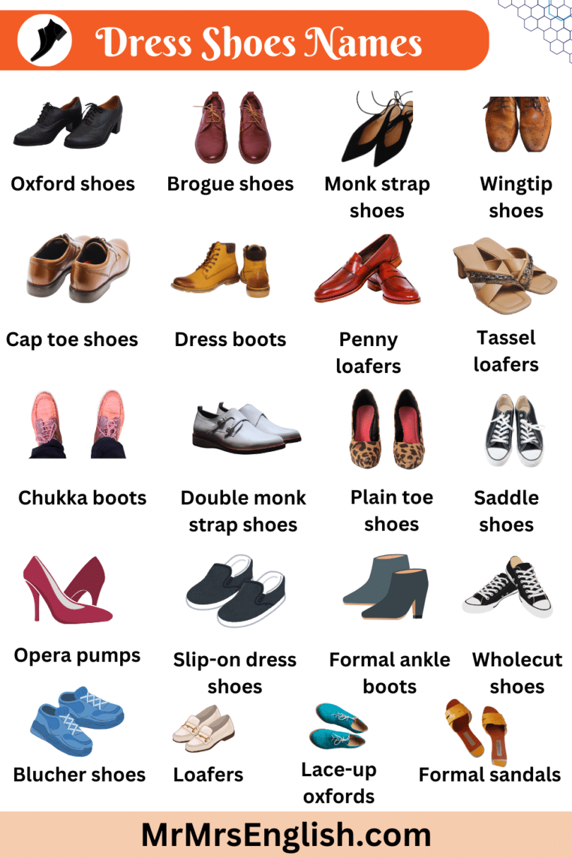 Types of Shoes Names in English with their Pictures - MR MRS ENGLISH