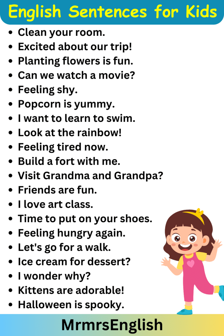 100 Easy English Sentences for Kids | Kids English Sentences - MR MRS ...