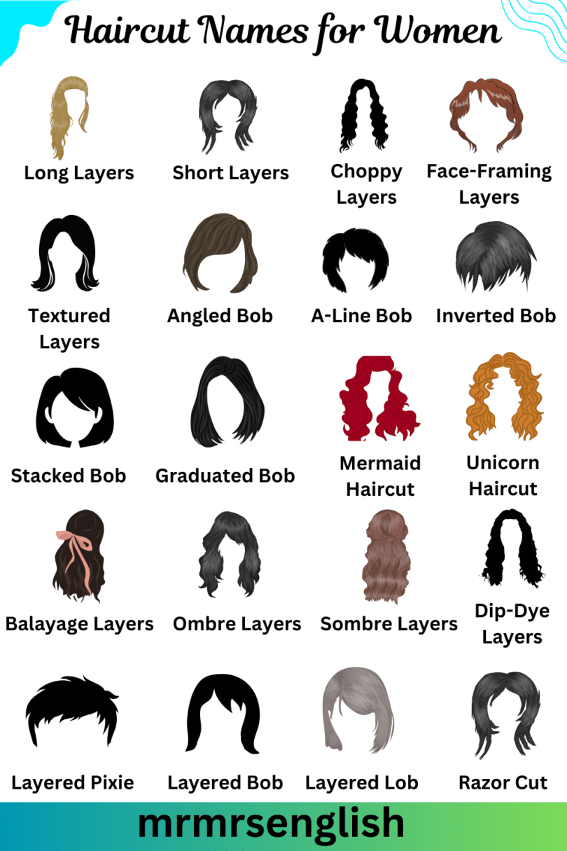 100 Haircuts Names for Women in English with Pictures - MR MRS ENGLISH