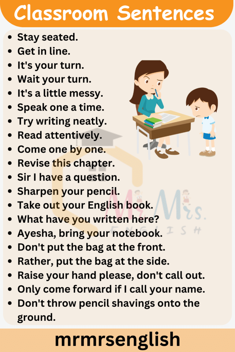 80+ Basic Classroom Sentences in English for Students - MR MRS ENGLISH