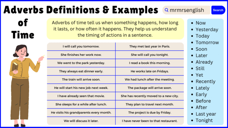 Adverbs of Time Made Easy - Definitions and Example Sentences - MR MRS ...