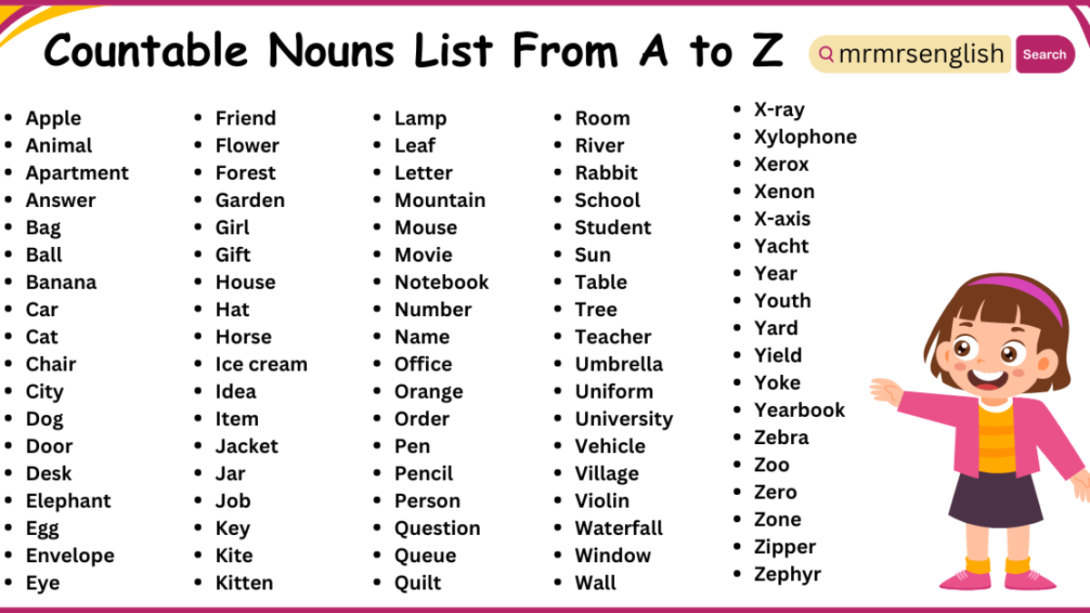 Countable Noun Examples 20