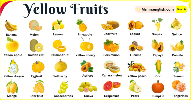 50+ Yellow Fruits Names in English with Pictures - MR MRS ENGLISH