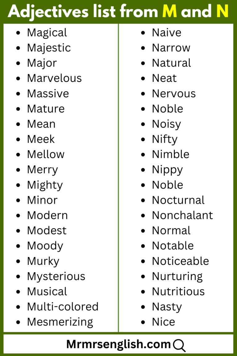 Adjectives list from A to Z | 500 Daily use of Adjectives in English ...