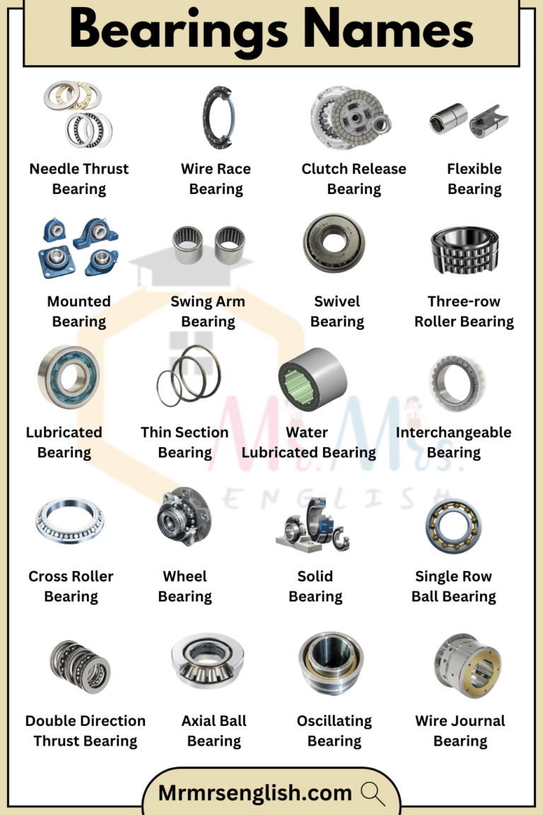 Different Types of Bearings Names in English with Pictures - MR MRS ENGLISH