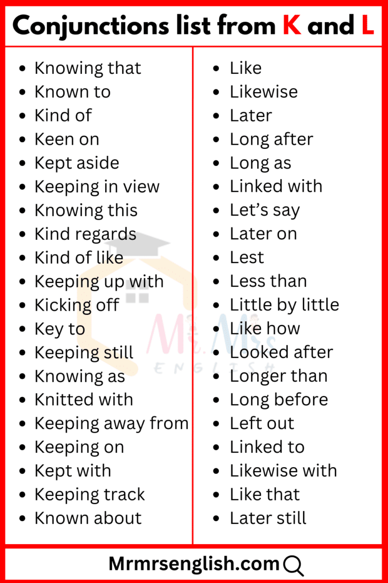 Conjunctions from A to Z | 500 Daily use of Conjunctions in English ...