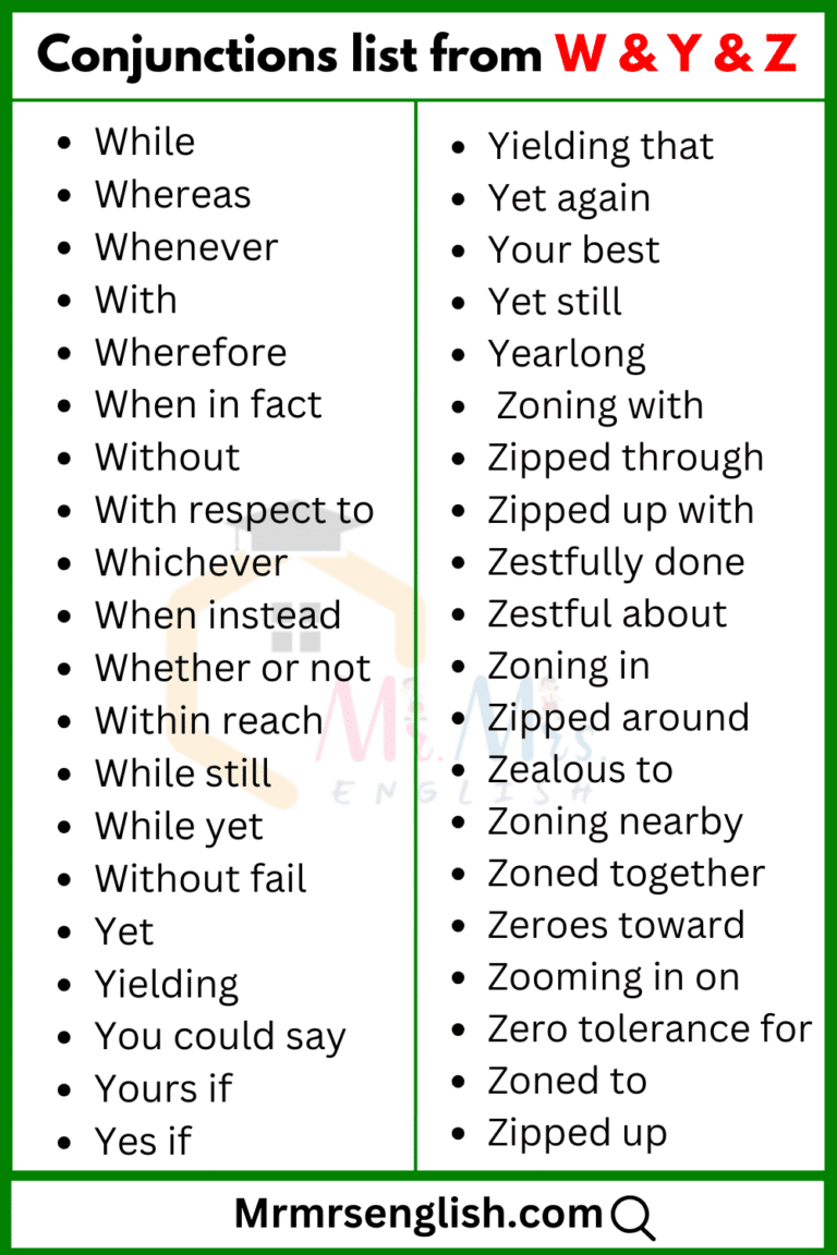 Conjunctions from A to Z | 500 Daily use of Conjunctions in English ...
