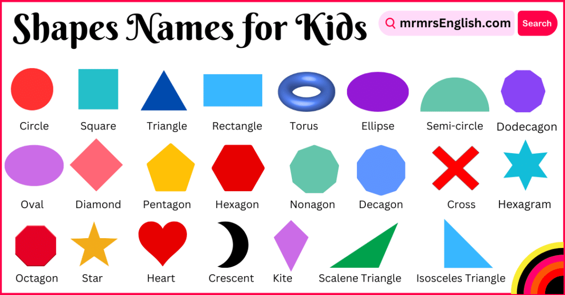 80 Types of Shapes Names for kids in English and Their Pictures - MR ...