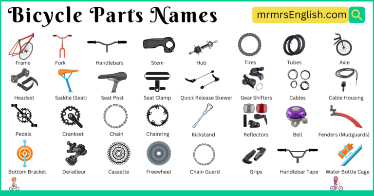 Bicycle Parts Names in English and Their Pictures - MR MRS ENGLISH