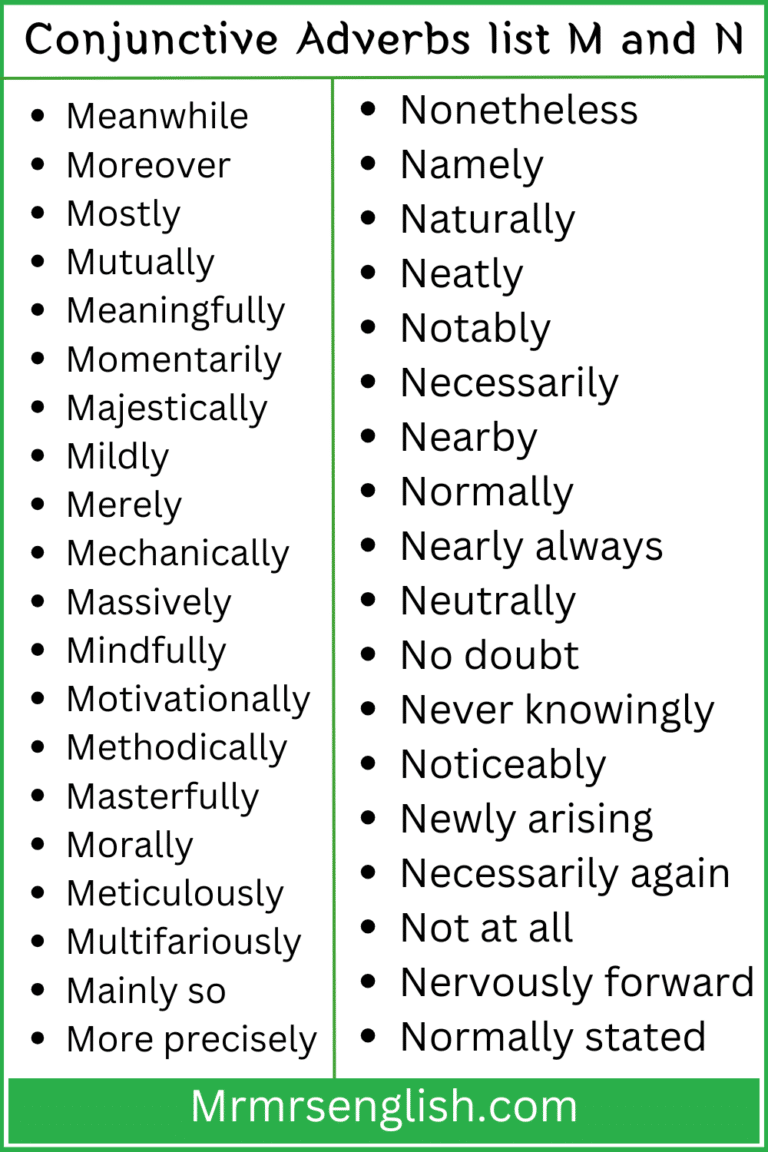 Conjunctive Adverbs list A to Z | 500 Conjunctive adverbs in English ...