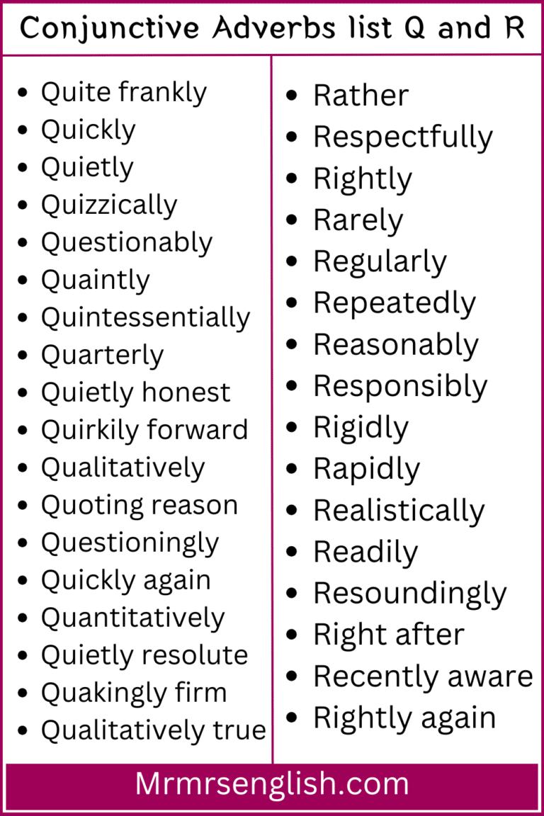 Conjunctive Adverbs list A to Z | 500 Conjunctive adverbs in English ...
