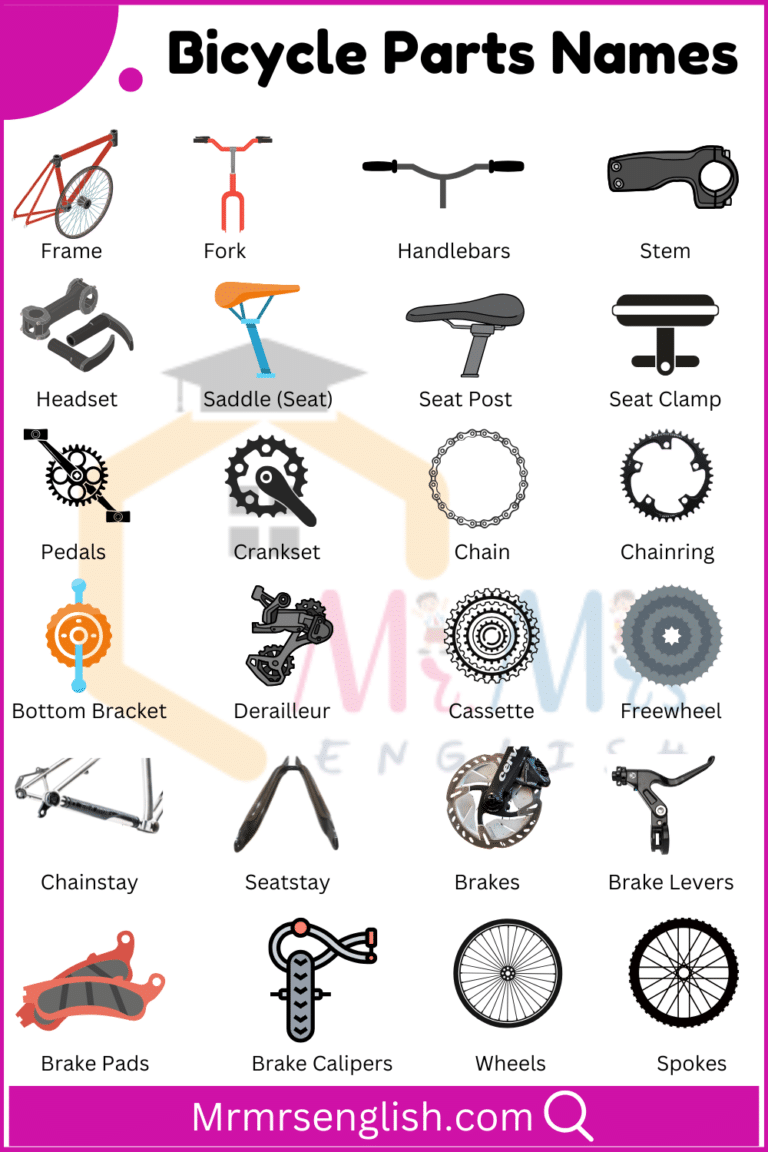 Bicycle Parts Names in English and Their Pictures - MR MRS ENGLISH