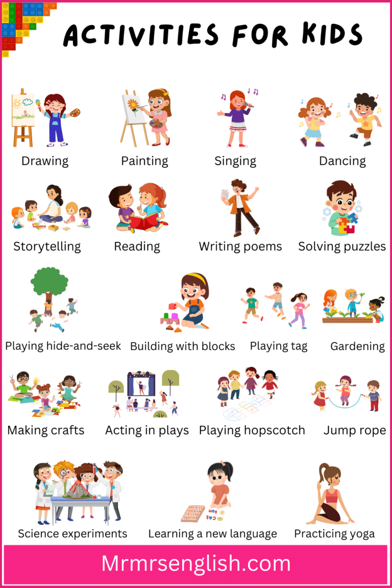 Different Activities for Kids in School with Pictures - MR MRS ENGLISH