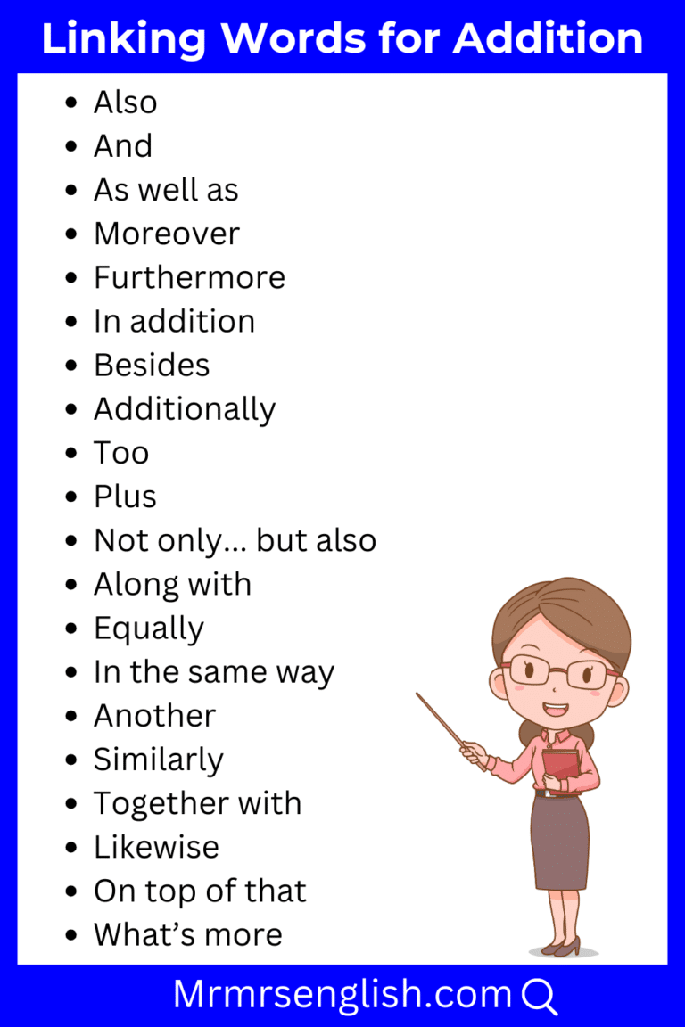 Linking Words in English with Simple Definitions and Examples - MR MRS ...