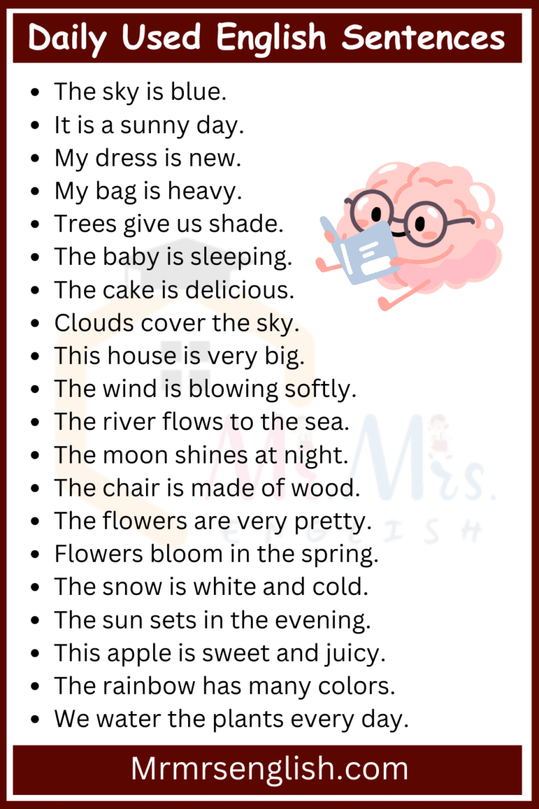 120 English Sentences for Grade 2 with Pictures - MR MRS ENGLISH