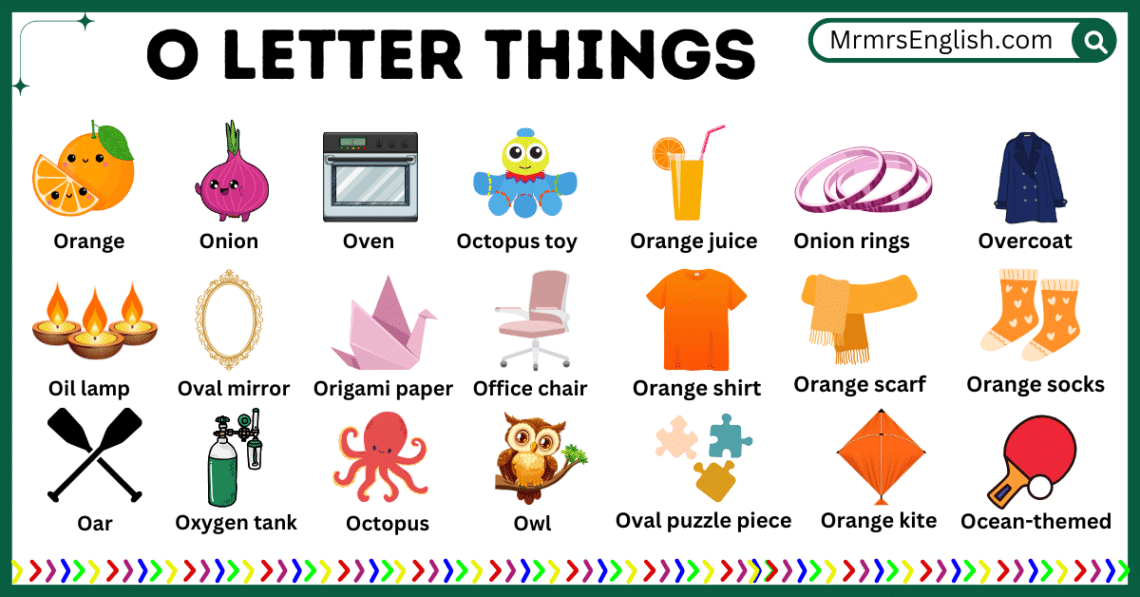 O letter things and Their Pictures for kids - MR MRS ENGLISH