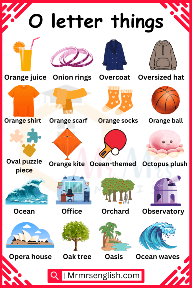 O letter things and Their Pictures for kids - MR MRS ENGLISH
