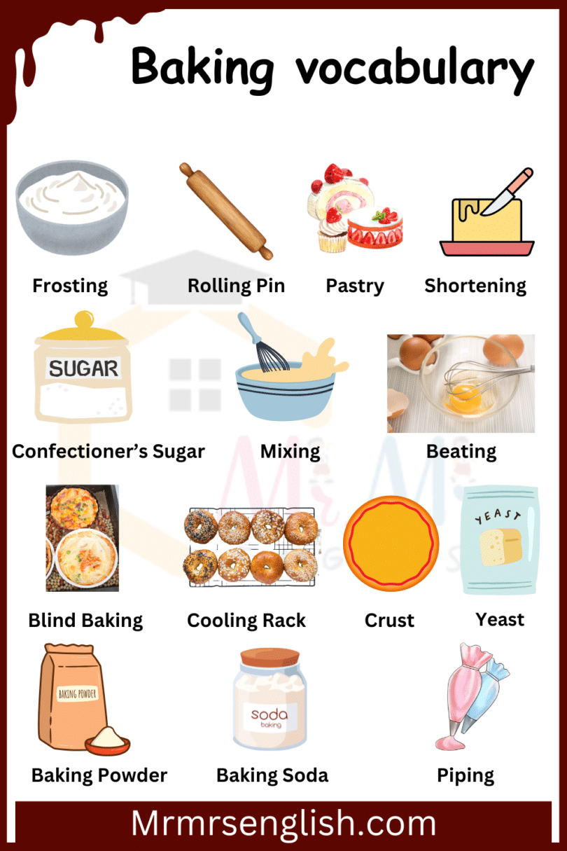 Baking vocabulary words in English with Their Pictures - MR MRS ENGLISH