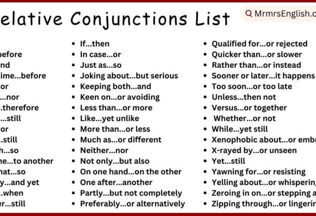 Conjunctions from A to Z | 500 Daily use of Conjunctions in English ...