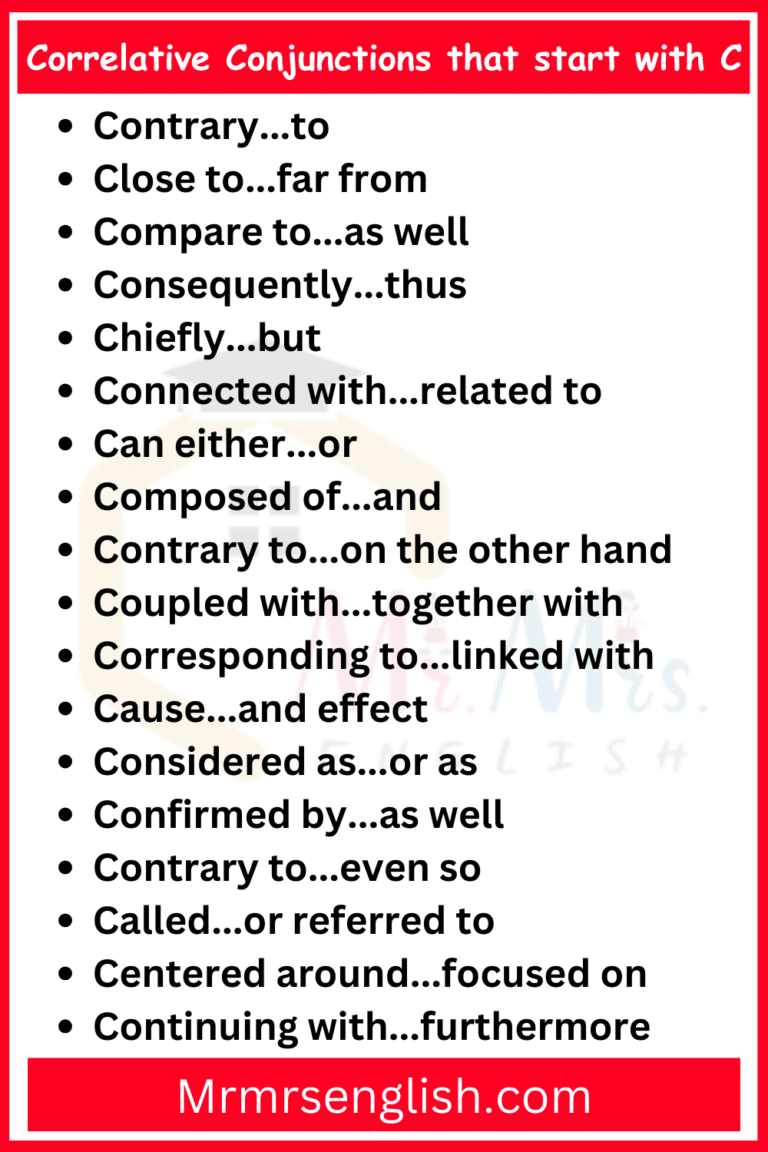 500 Correlative Conjunctions List from A to Z in English - MR MRS ENGLISH