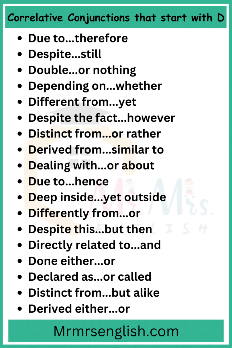 500 Correlative Conjunctions List from A to Z in English - MR MRS ENGLISH