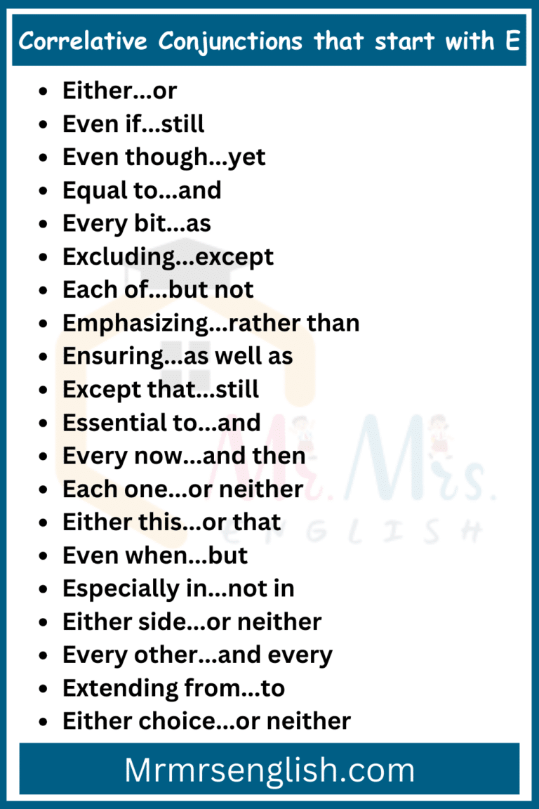 500 Correlative Conjunctions List from A to Z in English - MR MRS ENGLISH