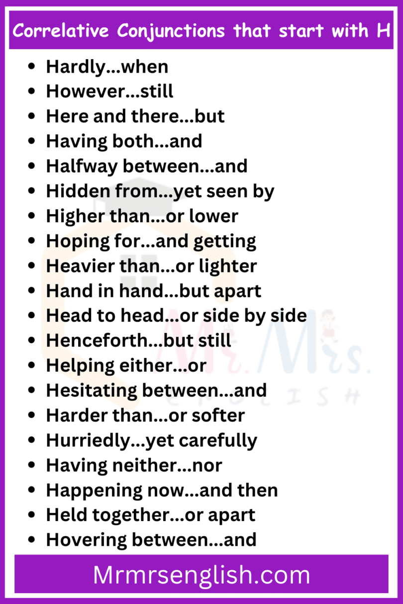 500 Correlative Conjunctions List from A to Z in English - MR MRS ENGLISH