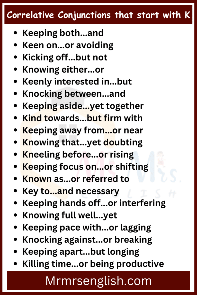500 Correlative Conjunctions List from A to Z in English - MR MRS ENGLISH