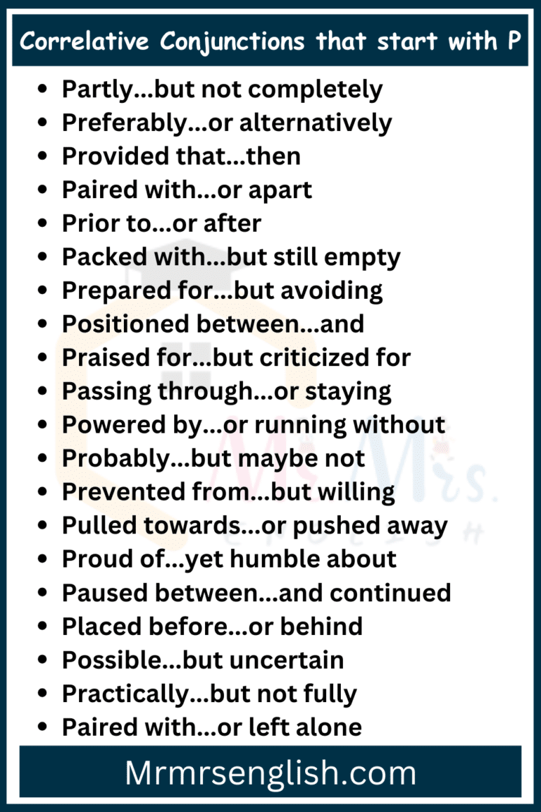 500 Correlative Conjunctions List from A to Z in English - MR MRS ENGLISH