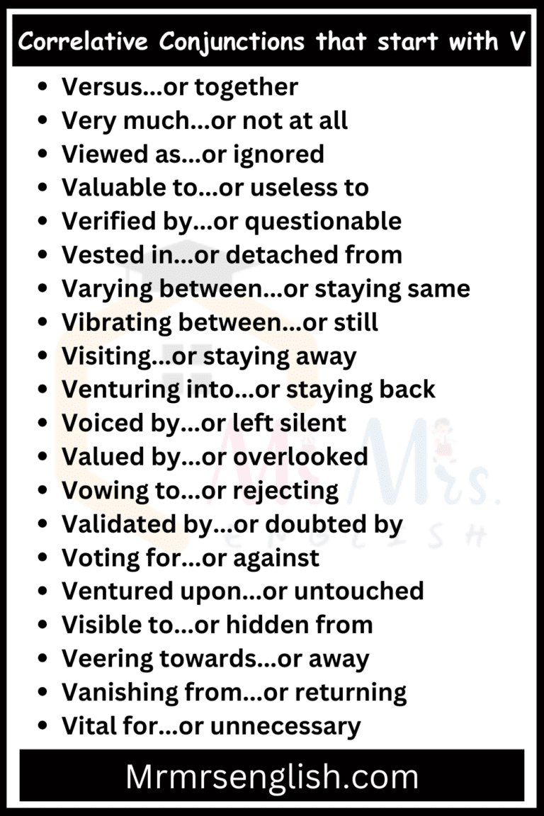 500 Correlative Conjunctions List from A to Z in English - MR MRS ENGLISH