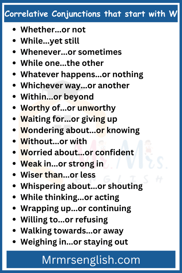 500 Correlative Conjunctions List from A to Z in English - MR MRS ENGLISH