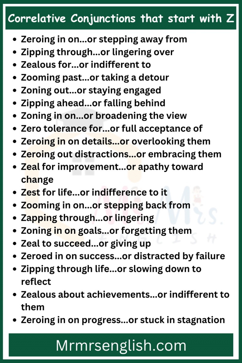 500 Correlative Conjunctions List from A to Z in English - MR MRS ENGLISH